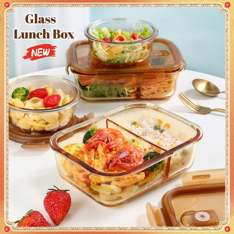 2025 New Glass Lunch Box Lock Airtight Bento Borosilicate Container ...