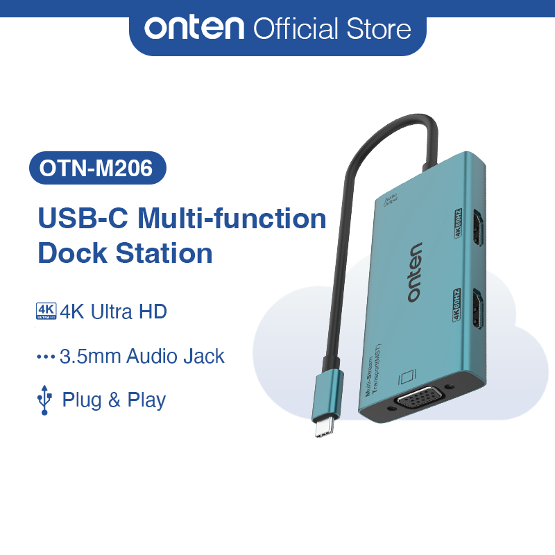 Onten 4 In 1 Type-C Dock HDMI VGA Audio MST SST Adapter | Shopee Malaysia