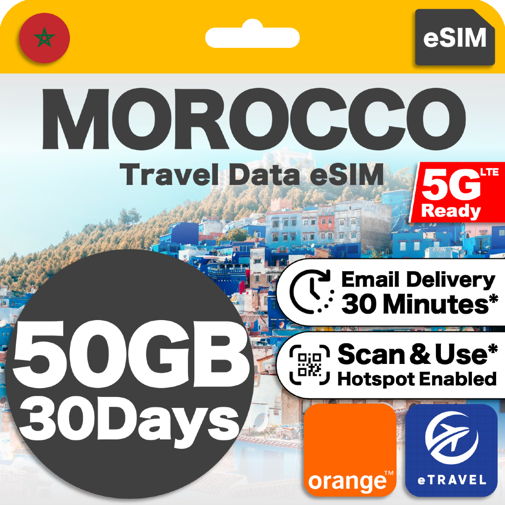 eSIM Morocco Orange Unlimited Data 摩洛哥 | eTravel Casablanca, Fes, Tangier etc | Shopee Malaysia