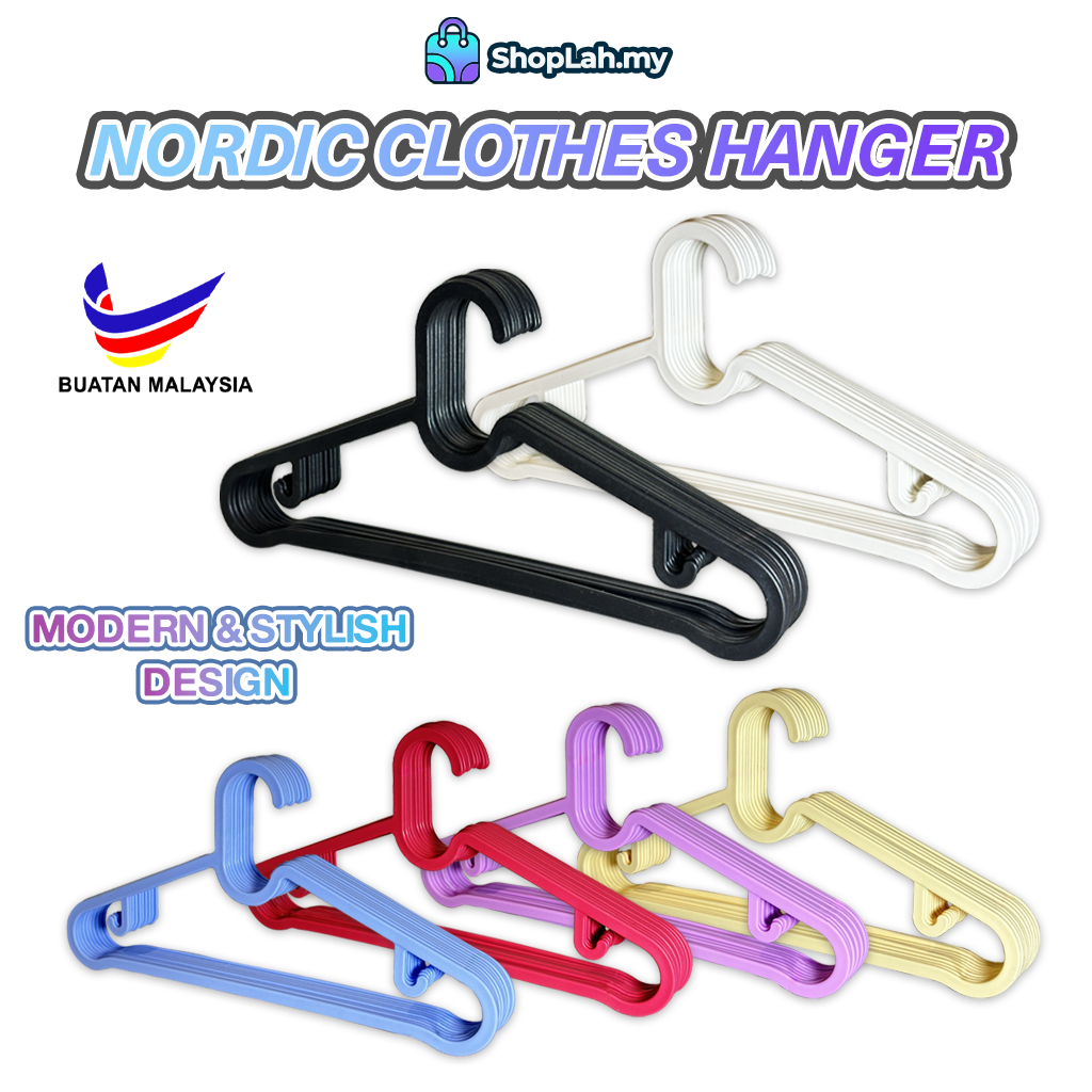 【𝗜𝗞𝗘𝗔 𝗦𝗧𝗬𝗟𝗘】ShopLah No Trace Nordic Color Plastic Clothes Hanger Baju ...