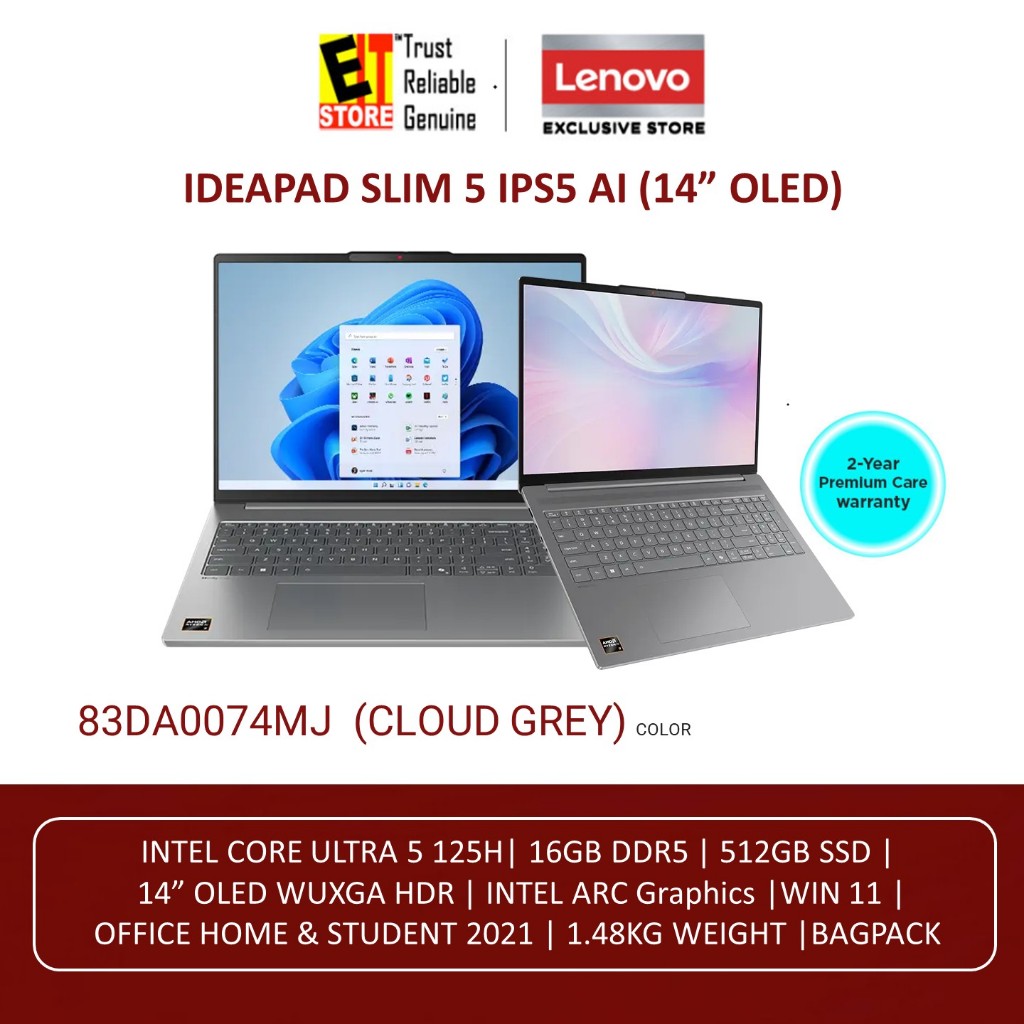 Lenovo Laptop IdeaPad Slim 5 IPS5 AI (Core Ultra 5 125H/ 16GB/512GB ...