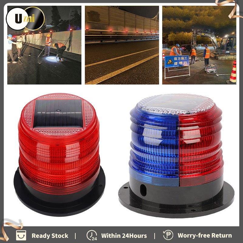Solar-Energy LED Beacon Strobe Light Red Blue with Magnetic Base ...