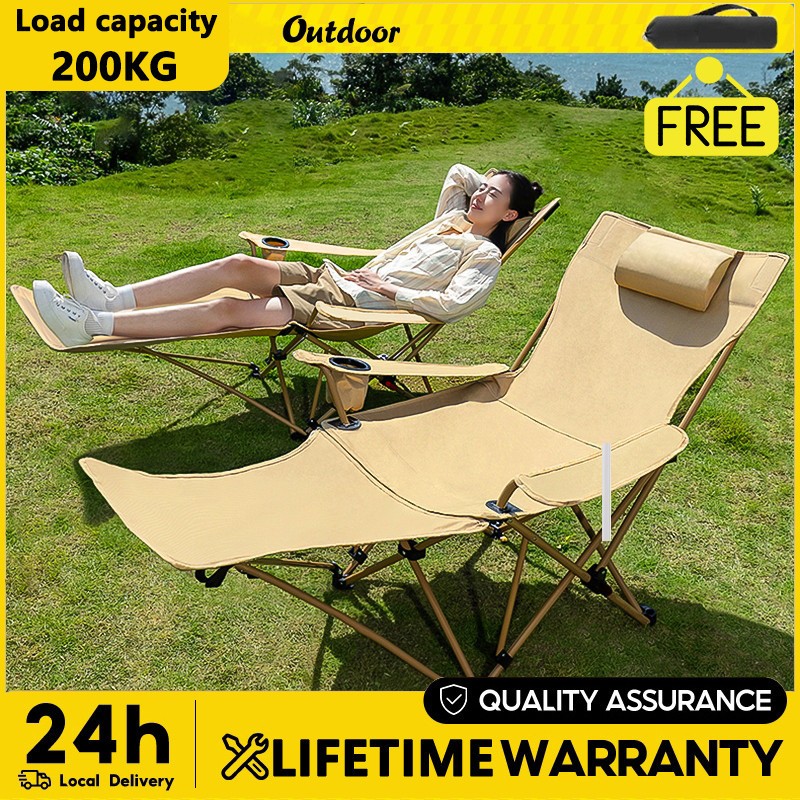 Camping Chair Kerusi Lipat Foldable Recliner With Arm Rest Outdoor ...