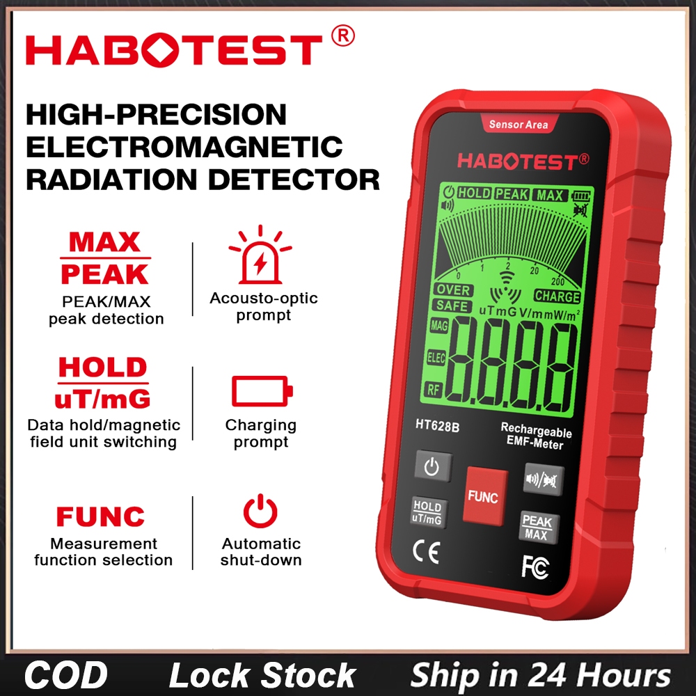 HABOTEST📢HT628 Color Screen EMF Meter Household Electromagnetic Field ...