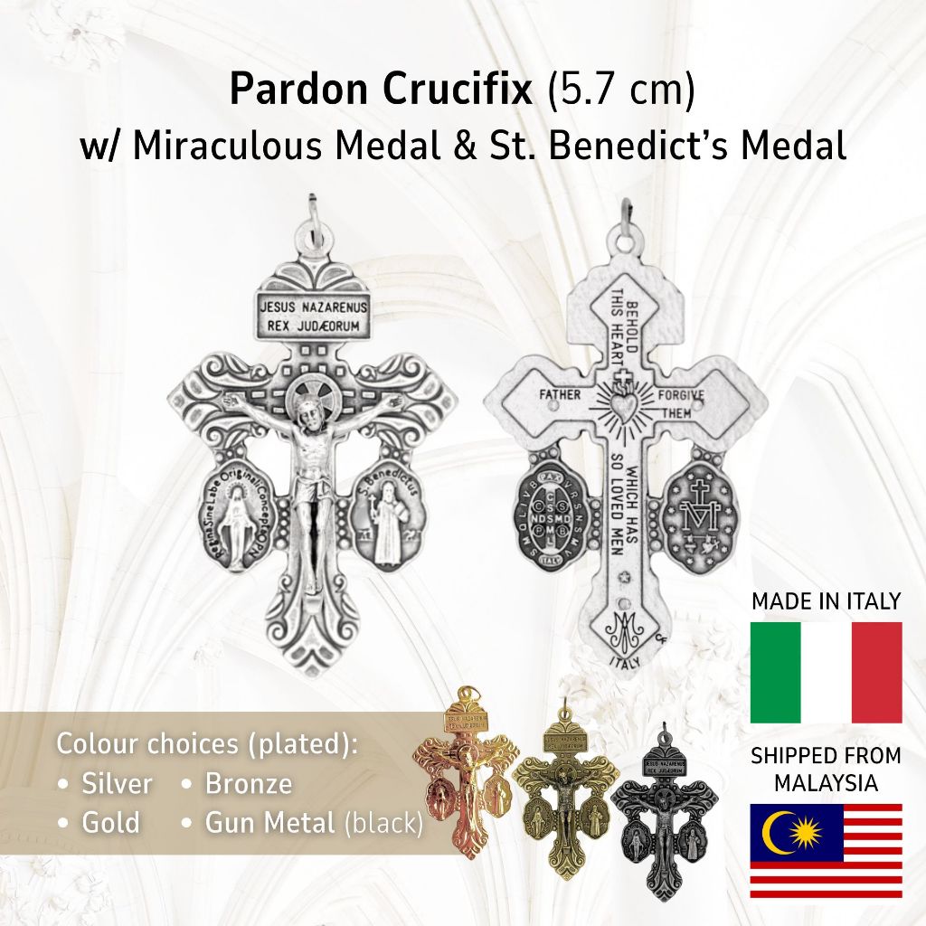 Pardon Crucifix Medal 3-in-1 with Miraculous Medal & St. Benedict's ...
