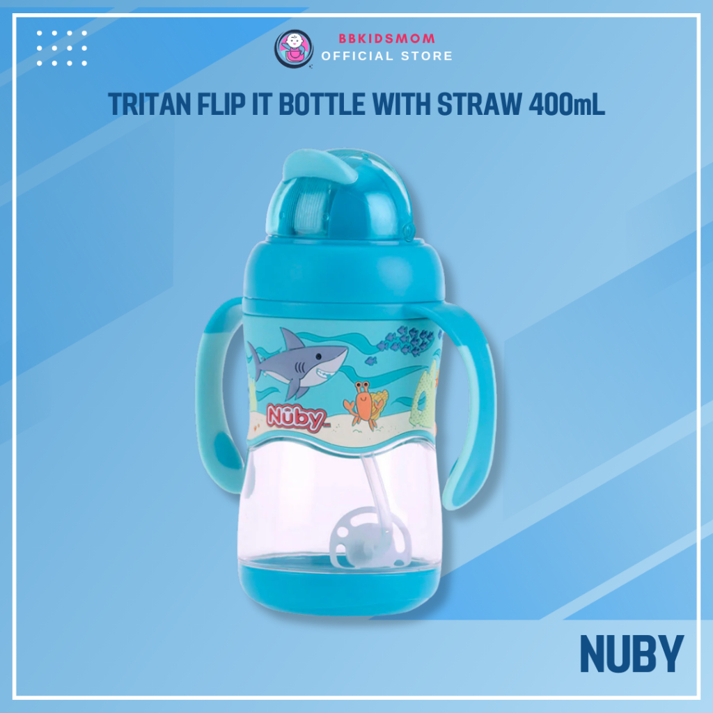 Botol Air NUBY Tritan Flip It with 3D Vinyl Wrap with Straw Toddler Kids Bottle 400mL | Shopee ...