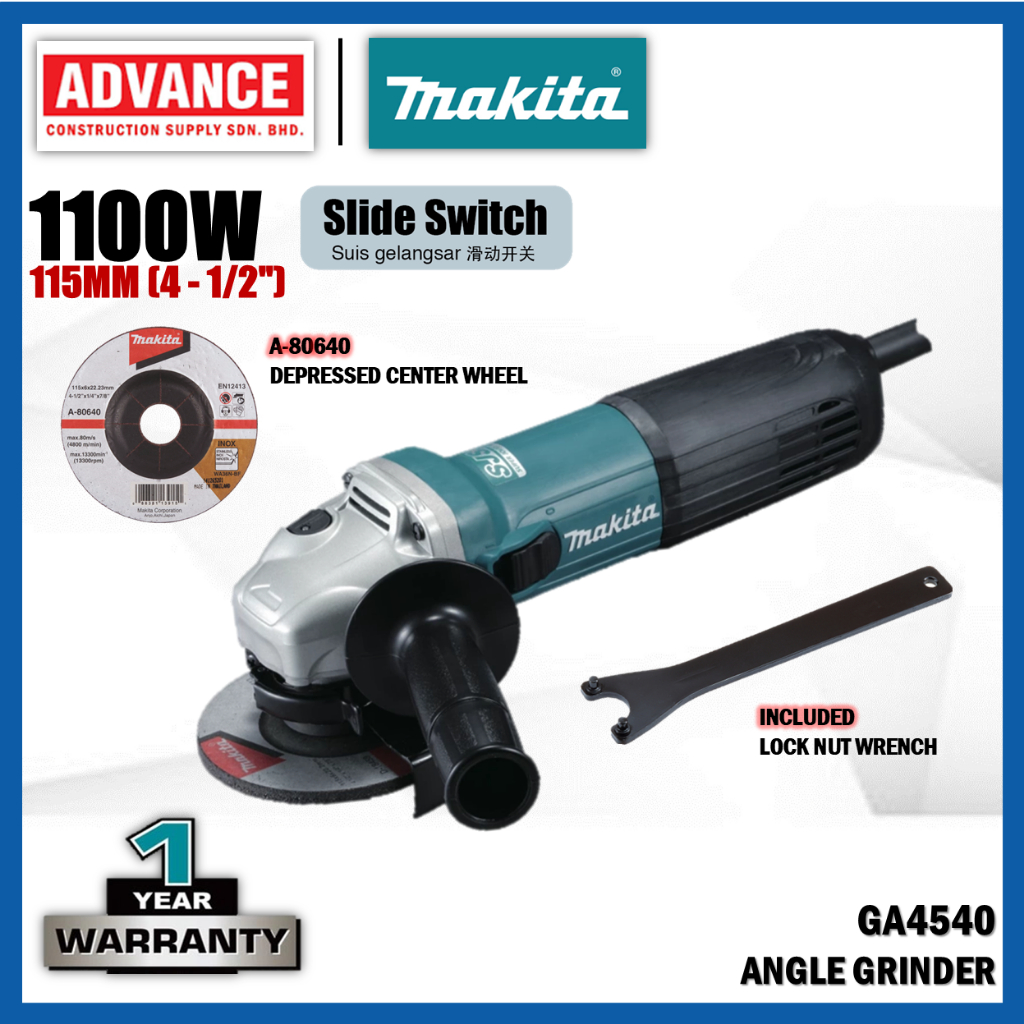 MAKITA GA4540 Angle Grinder 115MM (4-1/2") ( Slide Switch ) | Shopee Malaysia