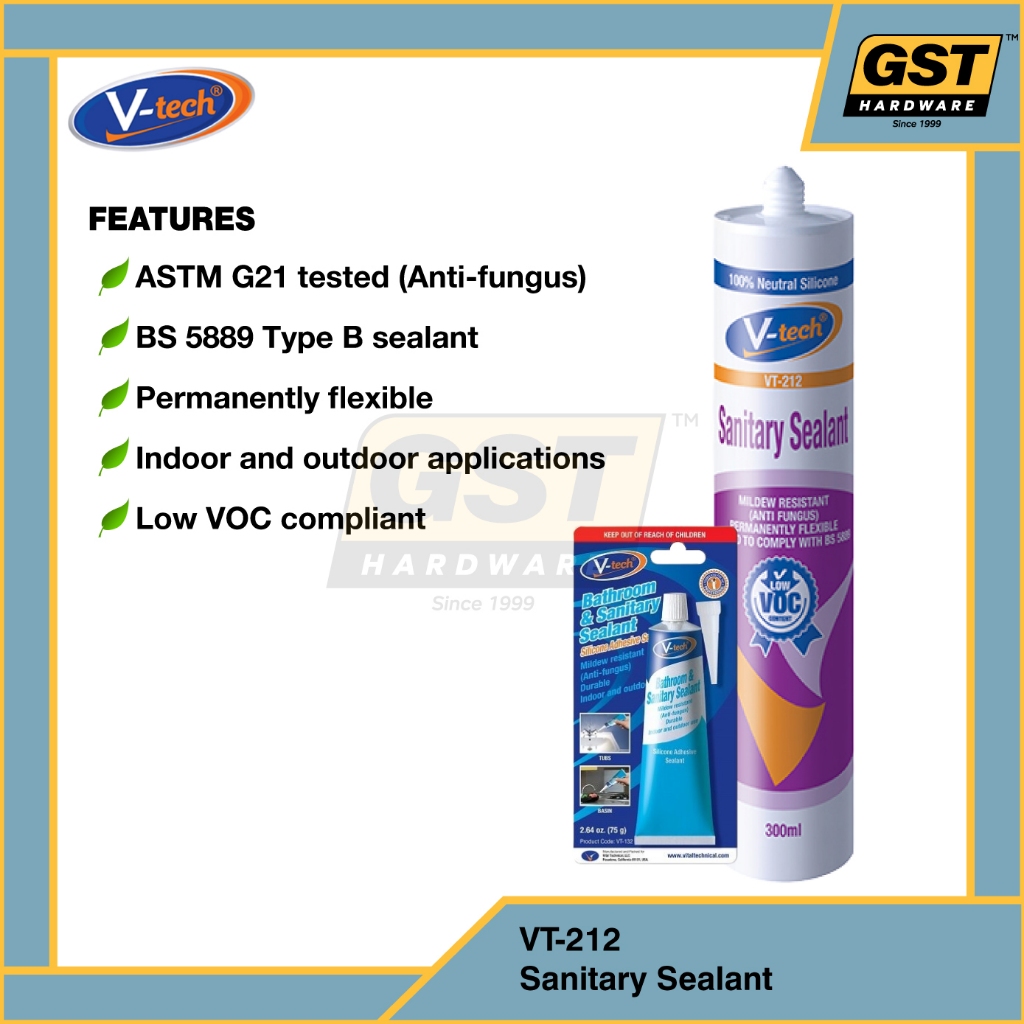 V-Tech Silicone VT-212 Sanitary Silicone 300ml Silicon Sanitary Sealant ...