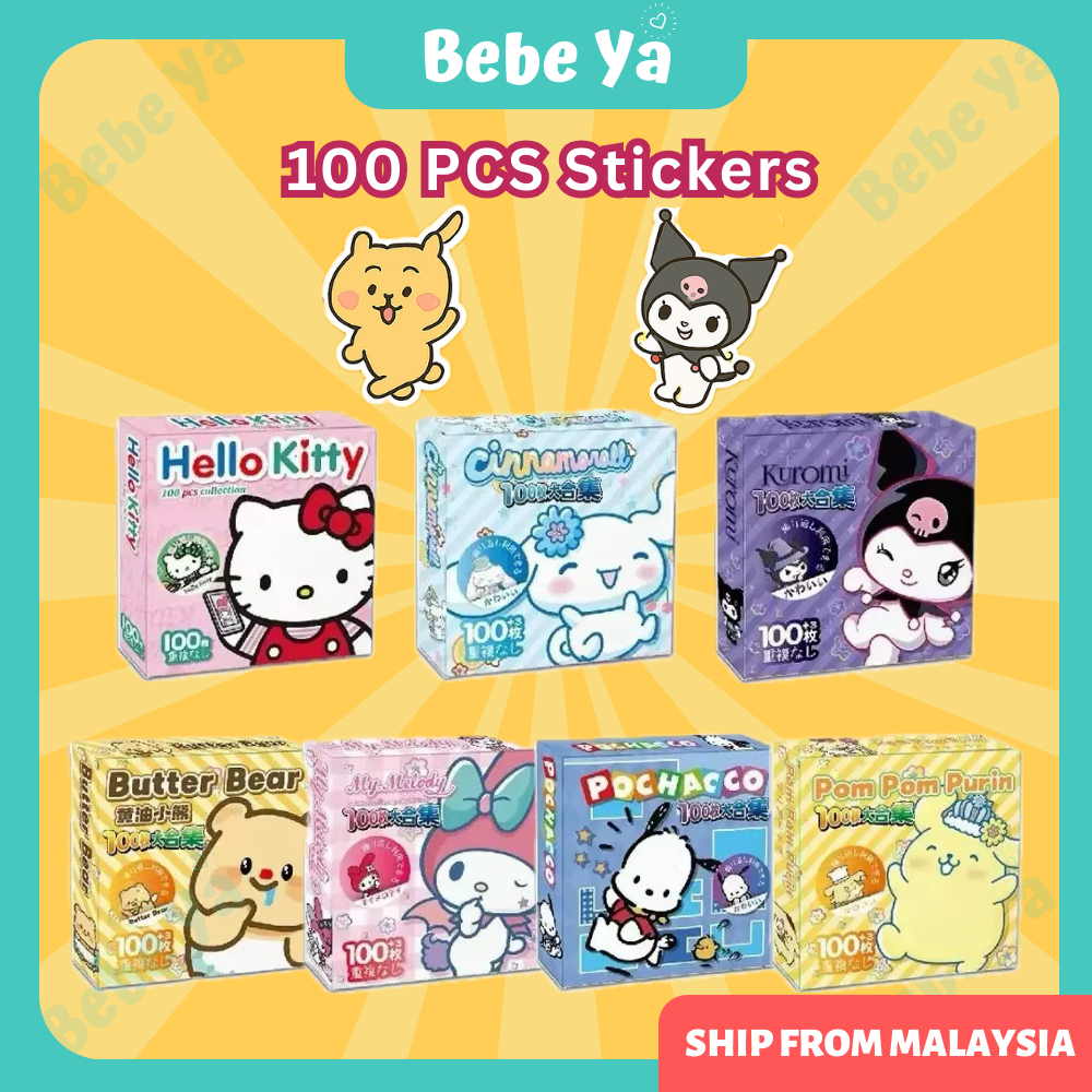 100 PCS Cute Cartoon Sticker Set - Sanrio Kuromi Cinnamoroll Melody ...