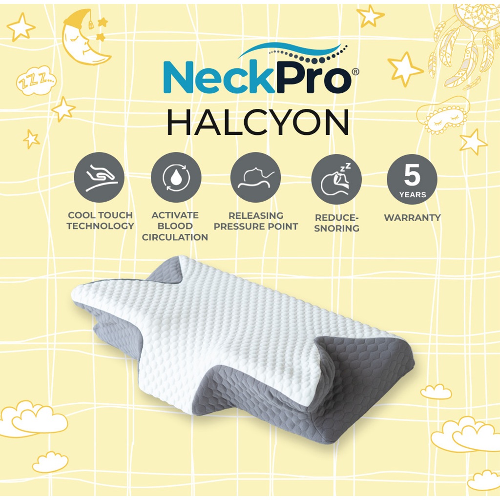 NeckPro Halcyon Ergo-Cervical Pillow | Reduce Stiff Neck + Snoring ...