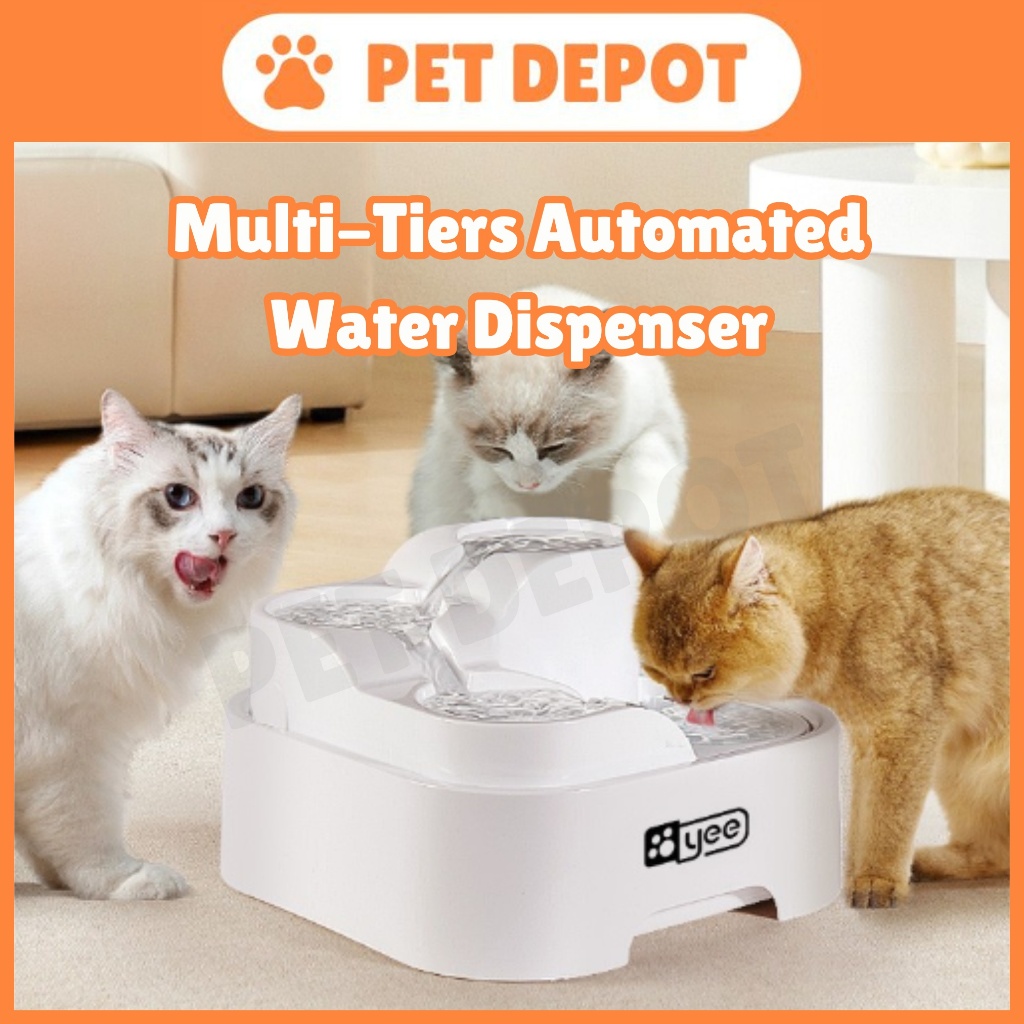 Multi-Tiers Automated Water Fountain Dispenser Flowing Water for Pet ...