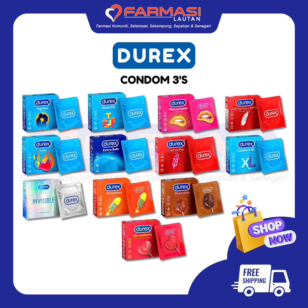 DUREX Condoms 3's (Together/Close Fit/Pleasuremax/Featherlite/Love ...
