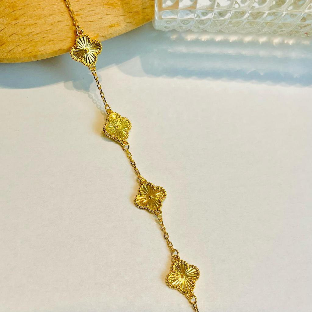 Emas 916 Rantai Tangan Clover Sauh 5D (Bunga 9mm) | Shopee Malaysia