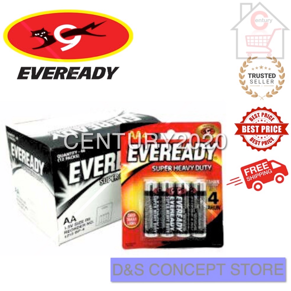 EVEREADY AA/AAA Battery Super Heavy Duty R6 Batteries 12cards per box ...