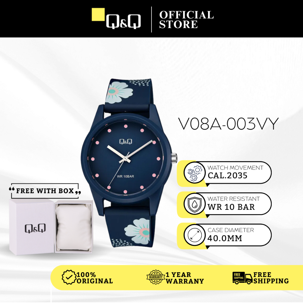 Q&Q Japan by Citizen Floral Dial Jam Tangan Wanita Ladies Resin Analogue Watch VS12 / V08A ...