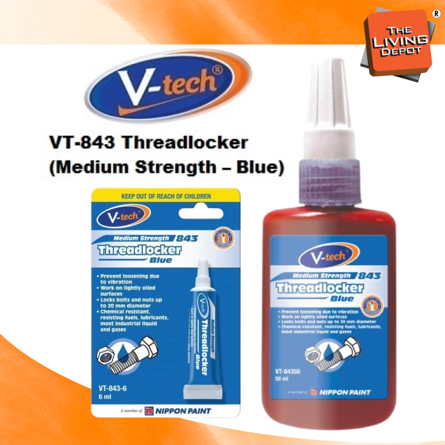 V-TECH Threadlocker 50ML/6ML (Medium Strength – Blue) VT-843 | Shopee Malaysia