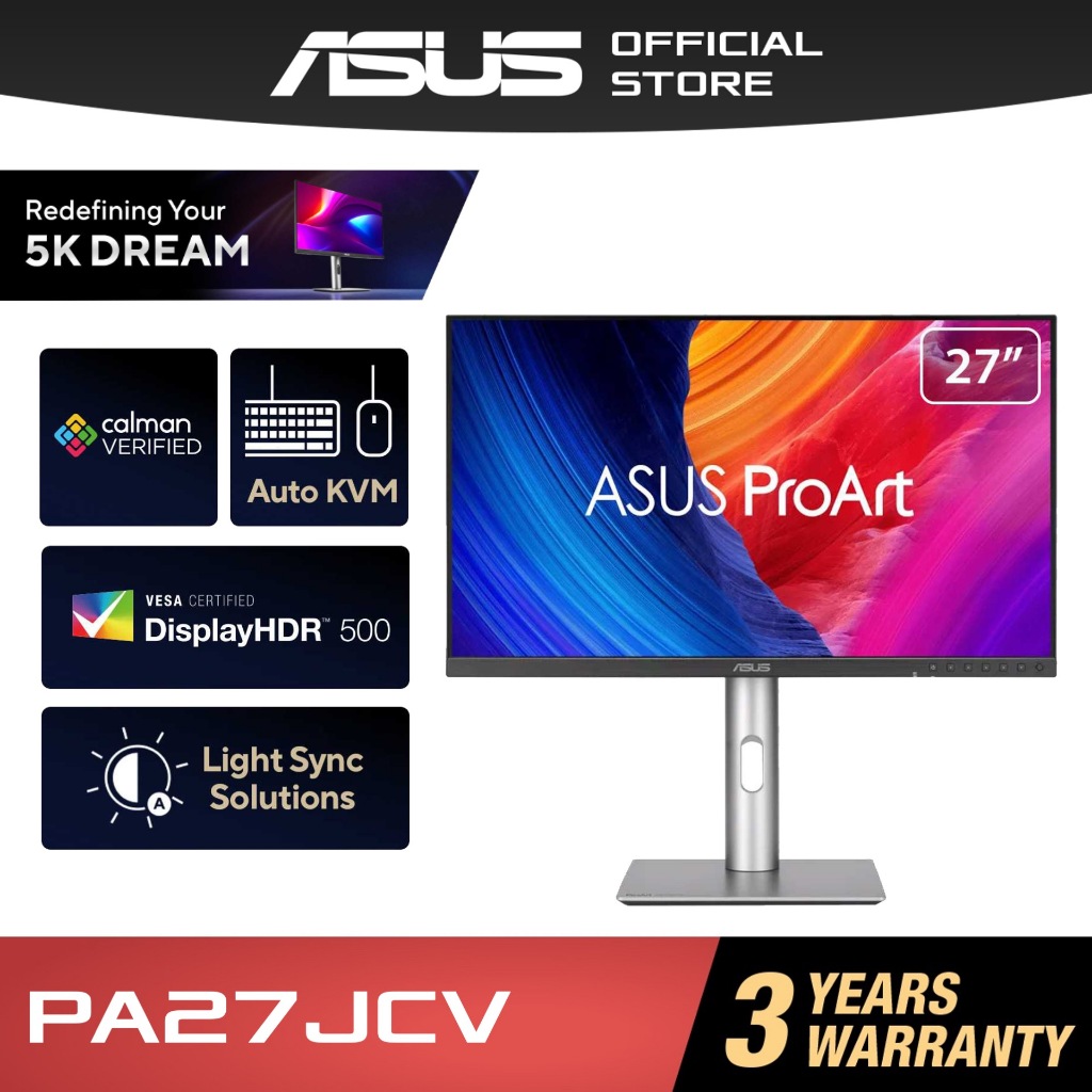 ASUS ProArt Display 5K Monitor PA27JCV 27-inch IPS 99% DCI-P3 LuxPixel ...