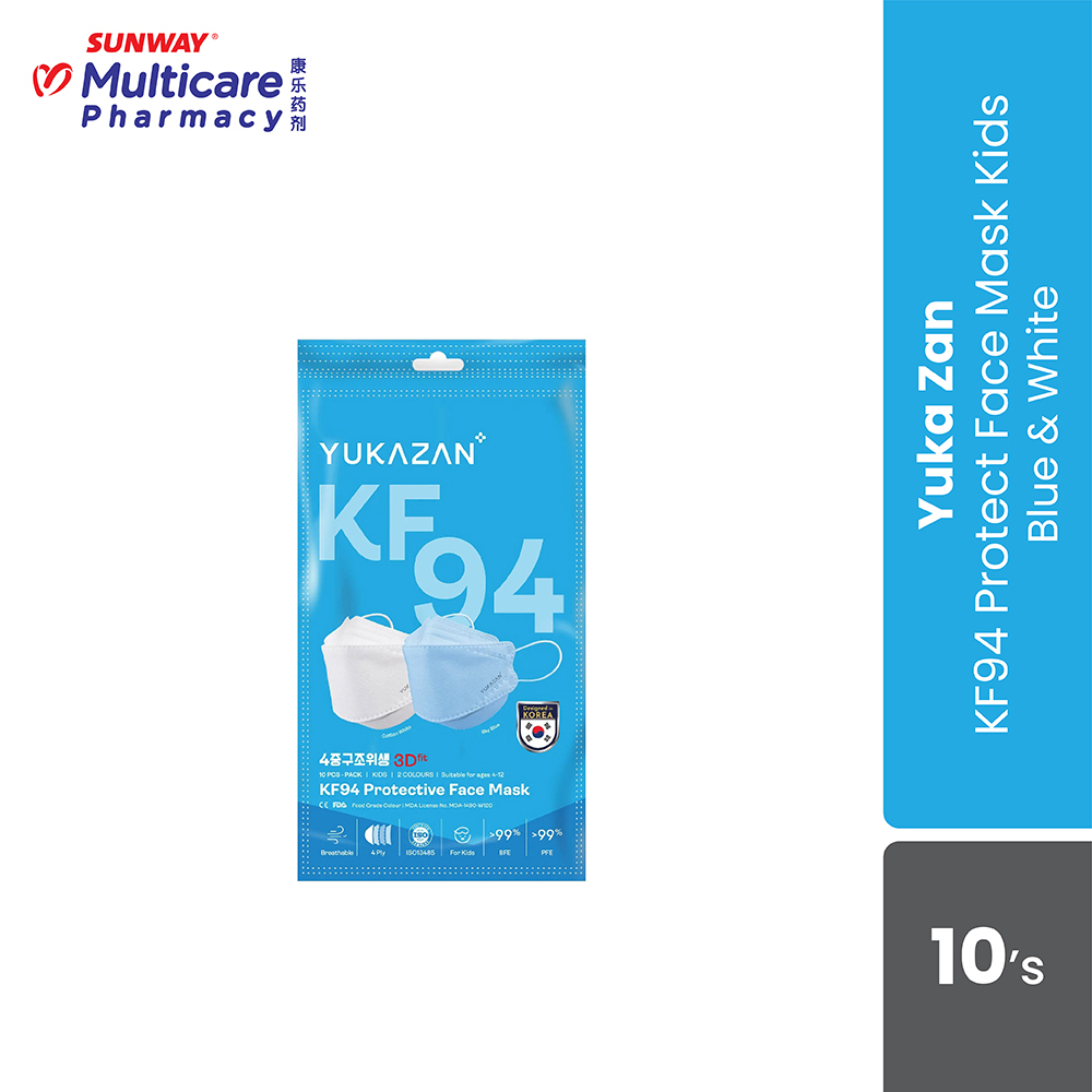 YUKA ZAN KF94 PROTECT 4PLY KIDS (BLUE/WHITE) 10'S | Shopee Malaysia