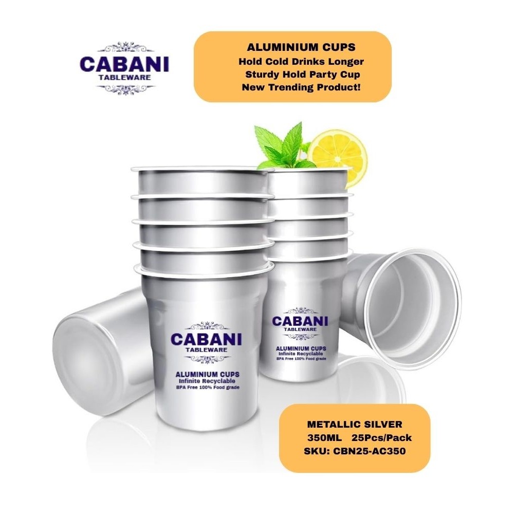 Cabani 350ml Aluminium Cups 12pcs Pack Reusable Party Drinking Cups ...