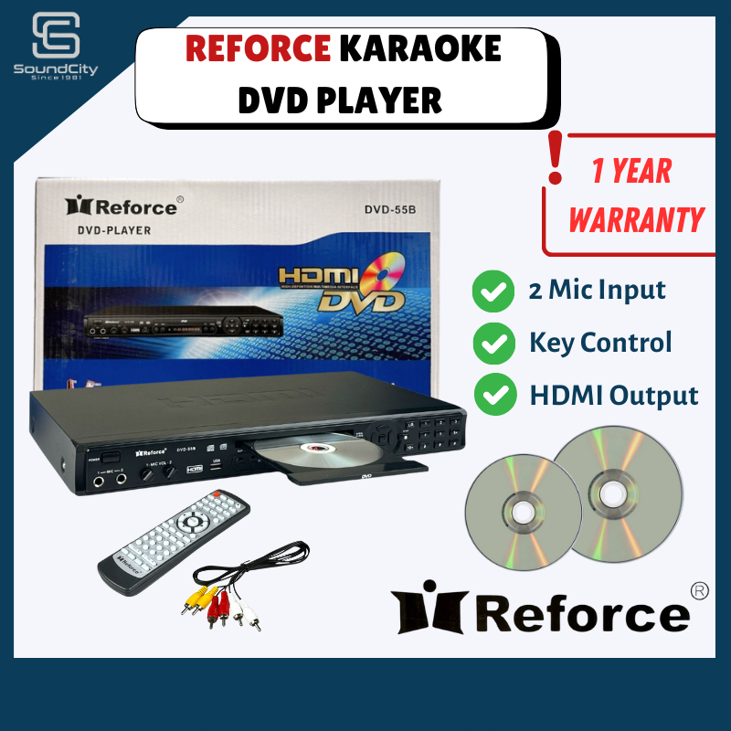 REFORCE DVD-55B Karaoke DVD Player With Mic Input & Key Control & HDMI ...