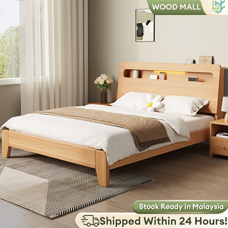𝙍𝙚𝙖𝙙𝙮 𝙎𝙩𝙤𝙘𝙠 Katil Queen Wooden Bed Frame With Headboard Katil Kayu ...