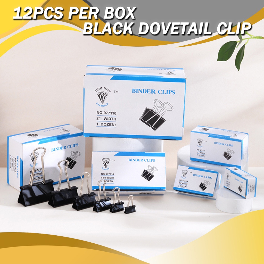 12PCS Per Box Black Dovetail Clip Binder Paper Clip Reverse Tail Clip ...