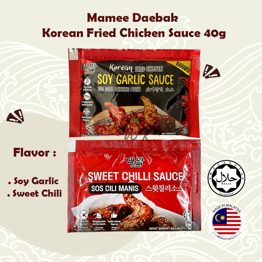 Mamee Daebak Korean Fried Chicken Sauce HALAL Soy Garlic / Sweet Chili ...