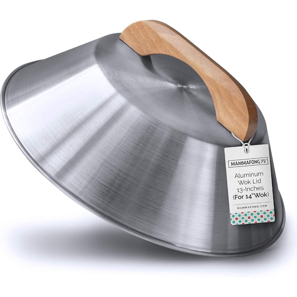 Mammafong Aluminum Wok Cover for 14" Hand Hammered Wok, 13 inch Flat ...