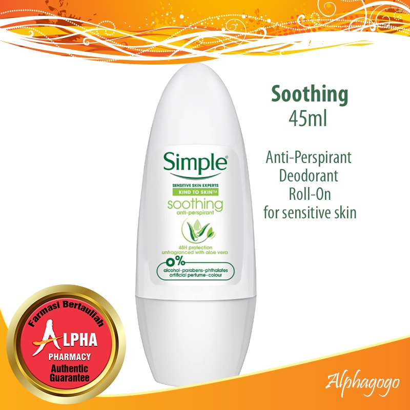 Simple (Soothing / Invisible / Pure) Anti-Perspirant Deodorant Roll-On ...