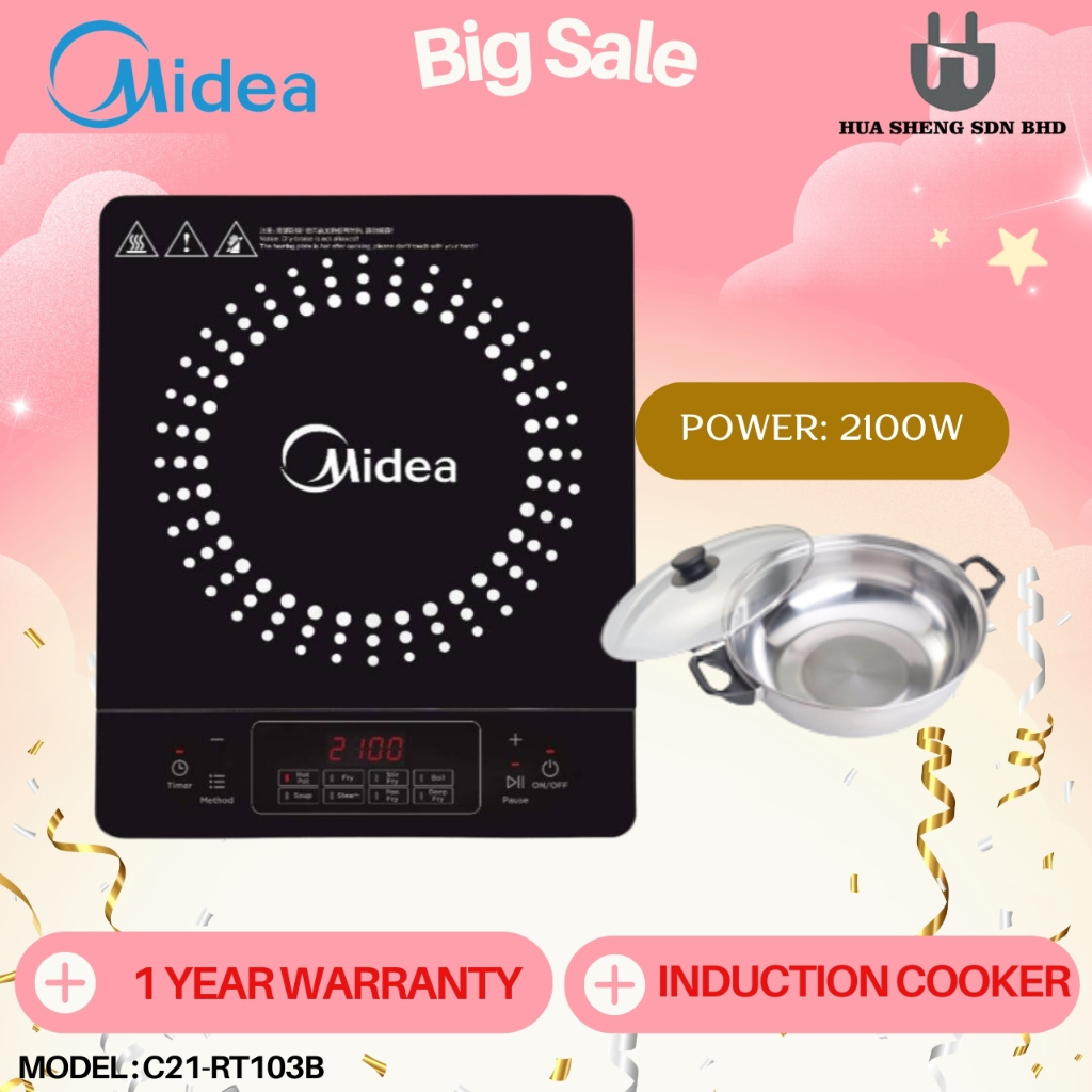 Midea C20-RT2002 2000W Induction Cooker With Touch Control [Free Pot ...