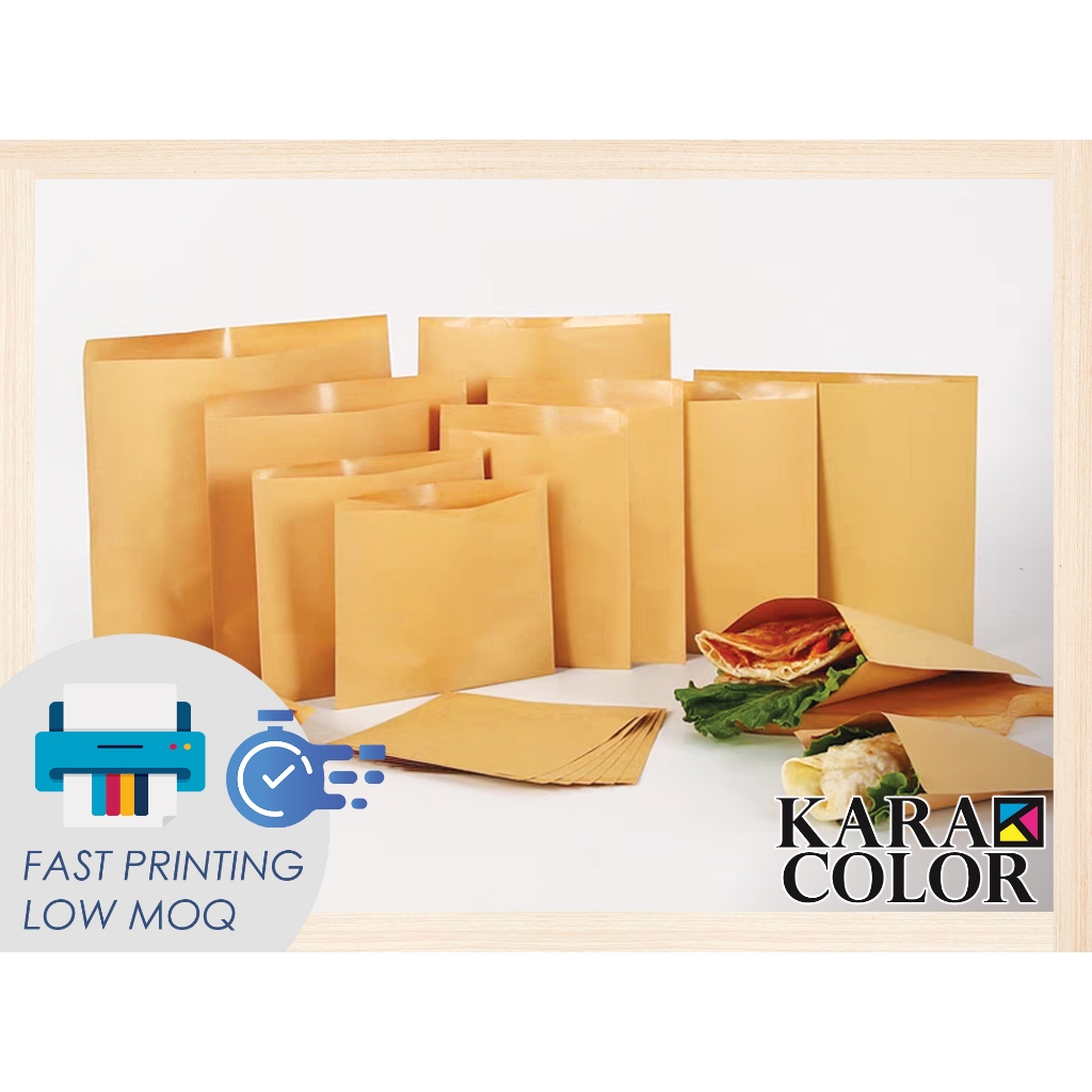 Pocket Oil Proof Kraft Paper Taco Sandwich BBQ Satay Bun Brown Bag ...