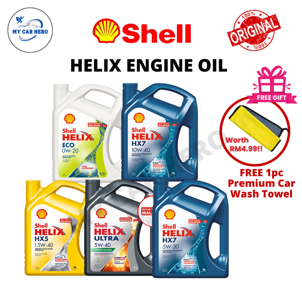 SHELL Helix Semi Synthetic / Fully Synthetic Engine Oil 4L / 3.5L 10W40 5W40 15W40 0W20 5W30 ...
