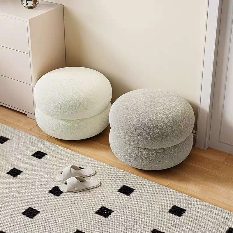 🔥【Howe.my】🔥Macaron Sheepskin Soft Fabric Stool Bench Chair Portable ...