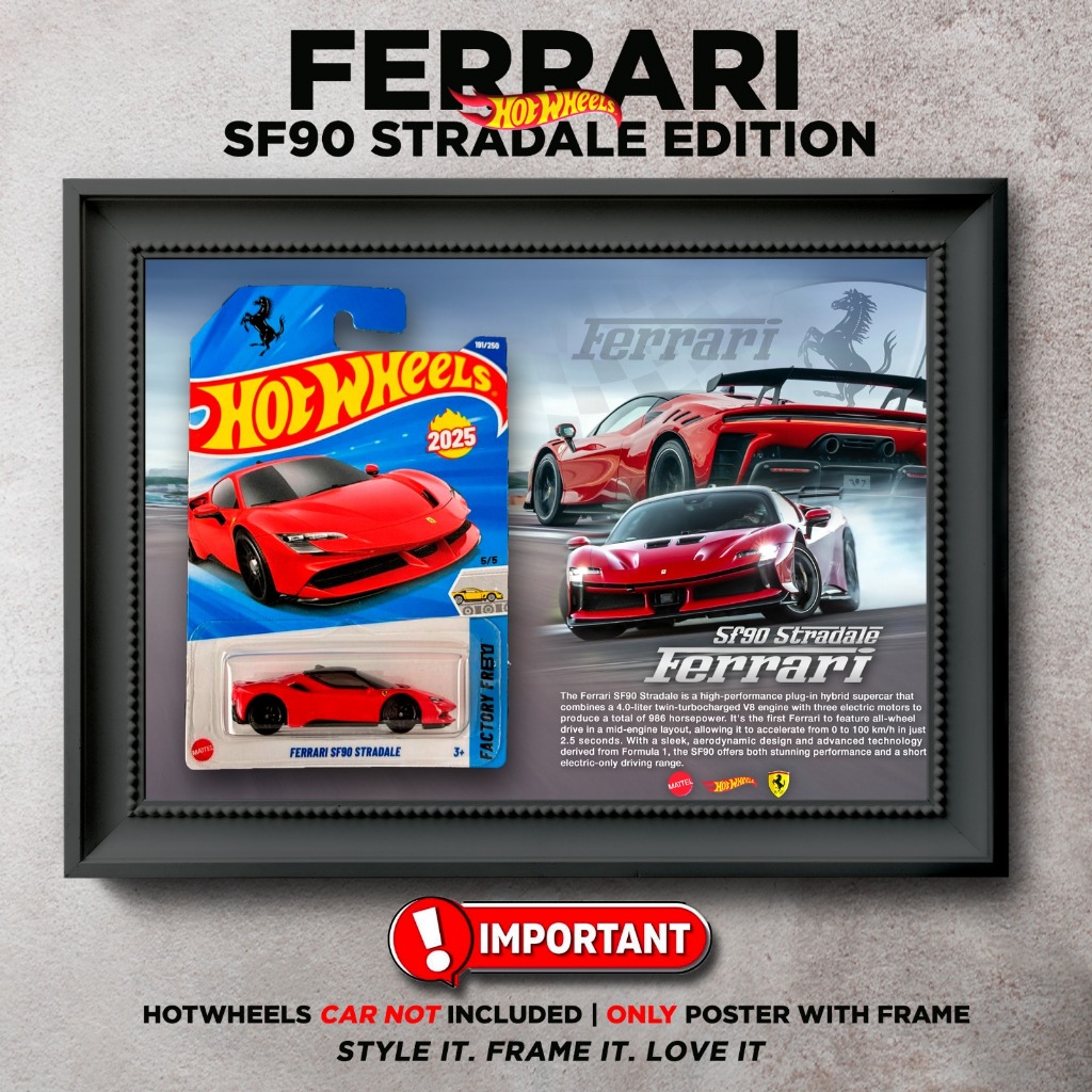 Gambar Frame Hotwheels Ferrari SF90 Stradale Edition Berserta Poster ...