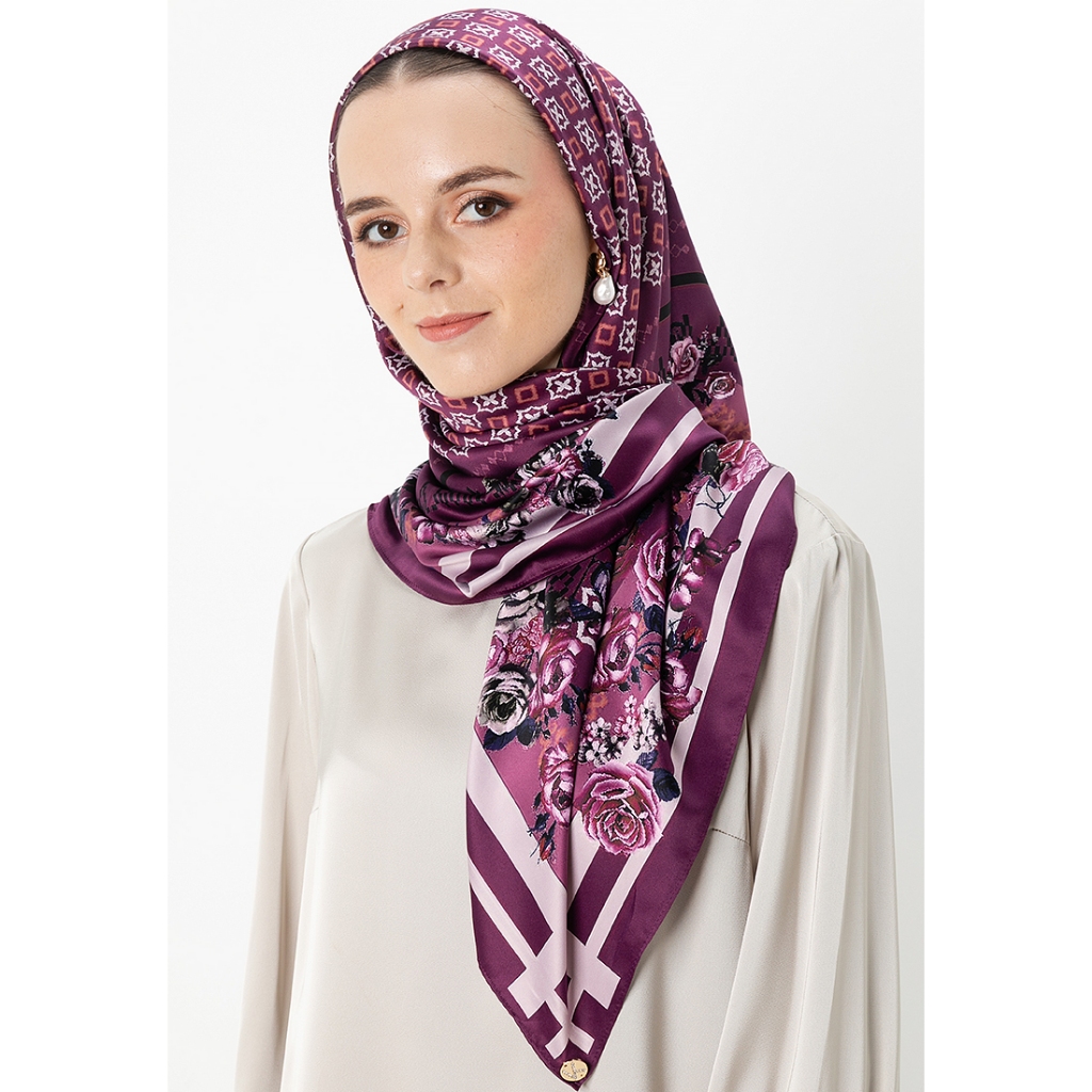 Kashkha Satin Floral Print Hijab | Shopee Malaysia
