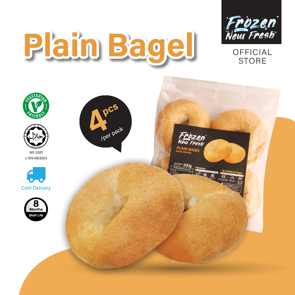 FNF Bagel 4pcs[Frozen Bagel,Halal Bagel,Chia Seed,Wholemeal,Cranberry ...