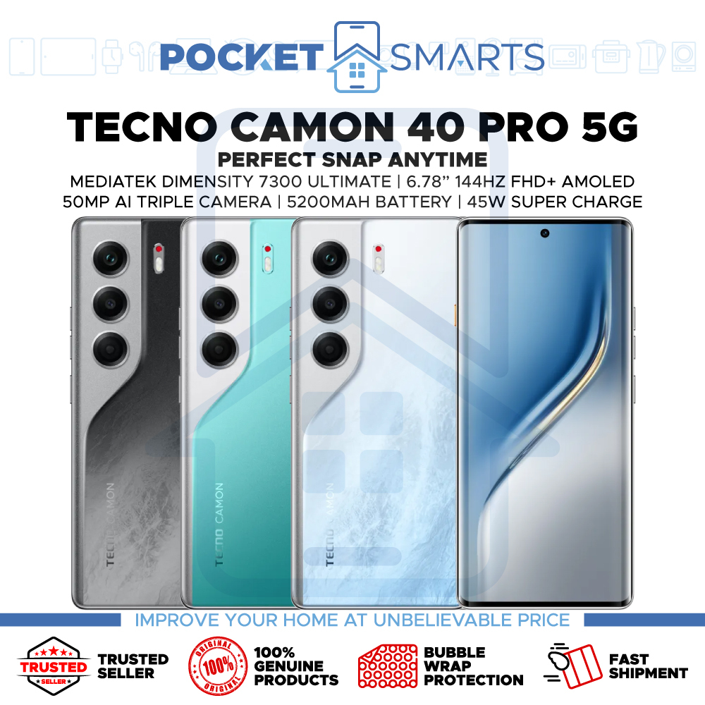 [MY Set] Tecno Camon 40 Pro 5G (256GB ROM | 8GB/12GB RAM) 1 Year Tecno ...