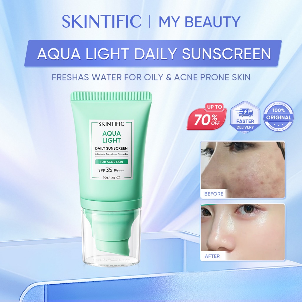 SKINTIFIC Aqua Light Daily Sunscreen SPF 35 PA+++ Physical Sunscreen ...
