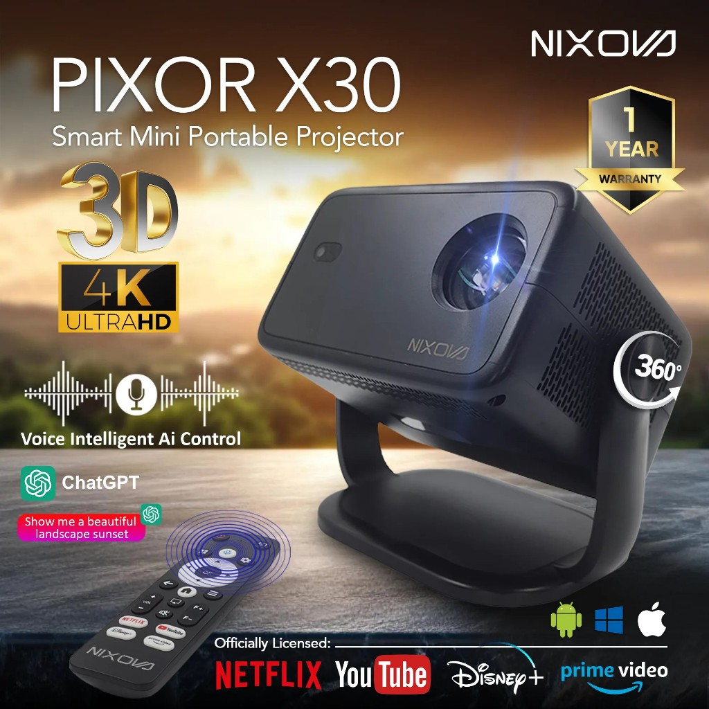NIXOVA PIXOR X30 New Smart Mini Portable Rotating LCD Projector ...