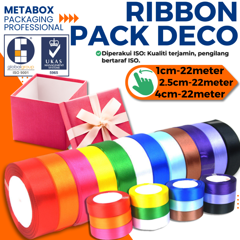 22M Satin Ribbon Gift Wrapping Ribbon Decorative Ribbon Reben Hiasan ...