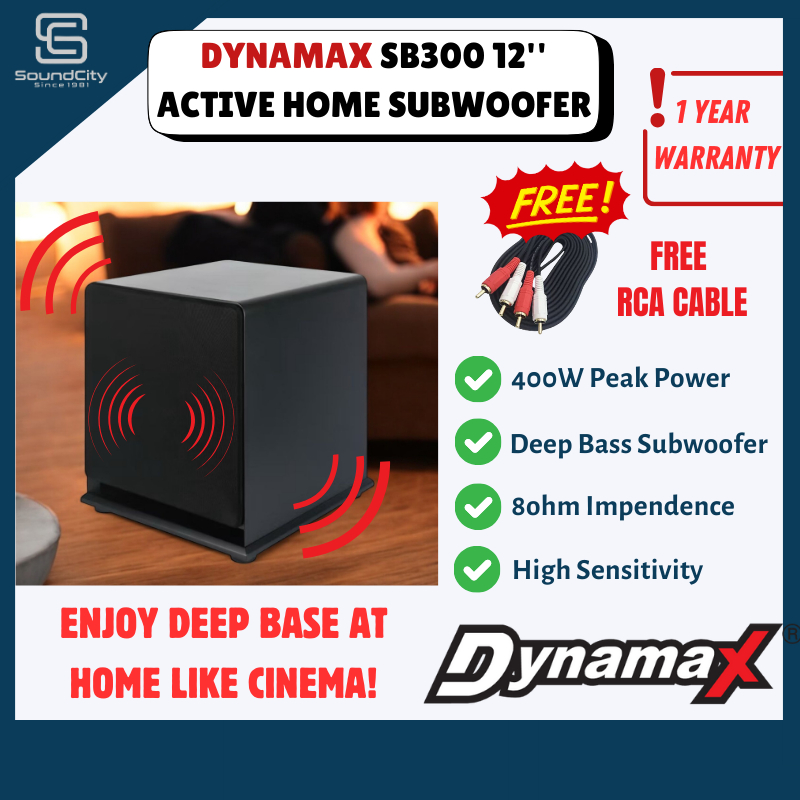 DYNAMAX SB300 12'' Active Subwoofer Deep Bass Home Powered | Shopee Malaysia
