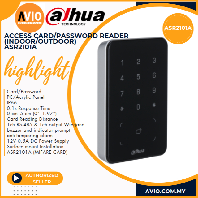 Dahua Door Access Control Mifare MF 13.56MHz Card Password Reader ...