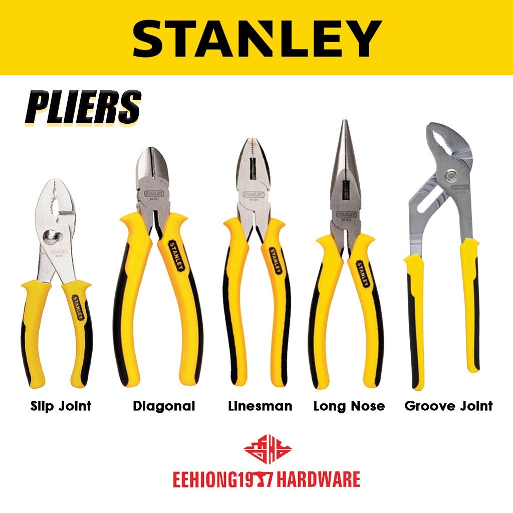 STANLEY Long Nose Plier Diagonal Plier Slip Joint Plier Groove Joint ...