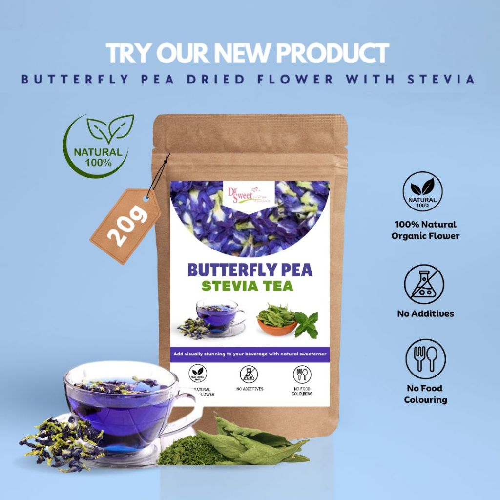 [PRE-ORDER] Organic 20g Blue Butterfly Pea with Stevia Tea / Organik ...