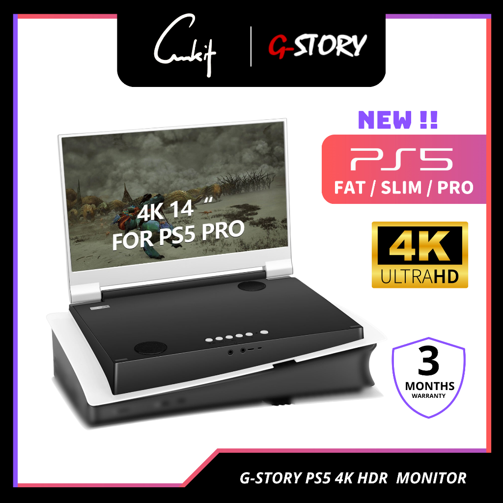 25.07 SALE 】G-STORY PS5 Pro Portable Monitor 4K HDR 60hz 14 inch Gaming ...