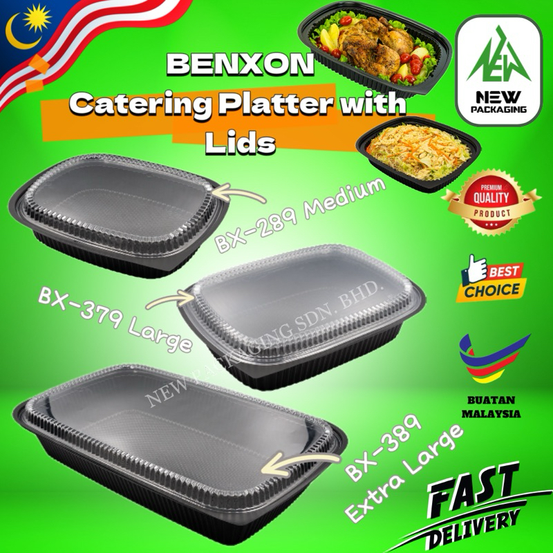 Benxon Dulang Plastik dengan Penutup (5-20PCS) Untuk Catering & Rumah ...
