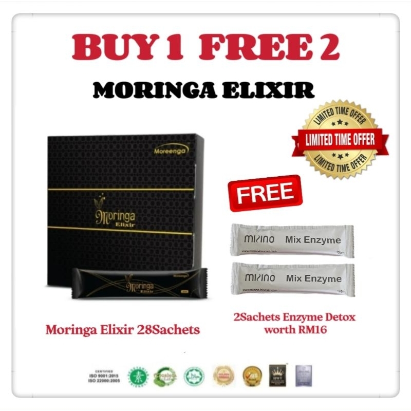 (BUY 1 FREE 2) Moringa Elixir 辣木瓶中钻 Immune System Booster (28s x 25ml ...