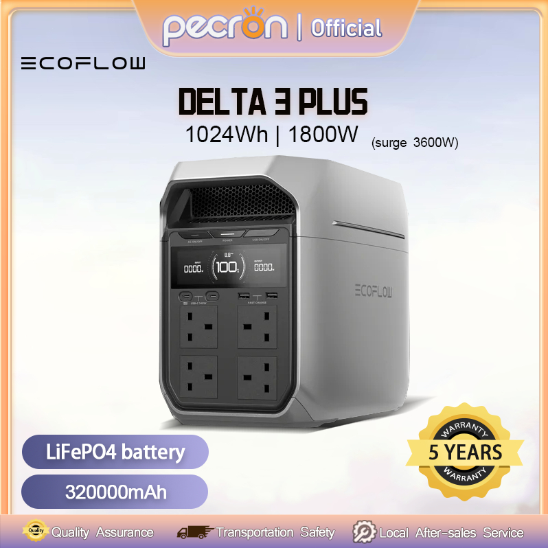 EcoFlow DELTA 3 plus Portable Power Station 1024Wh | 1800W (surge3600W) LiFePO4 Battery Fast ...