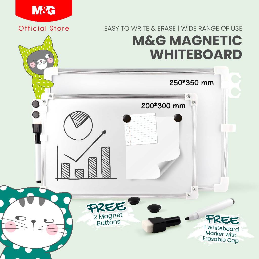 M&G "So Many Cats" Double-Sided Magnetic Whiteboard Set– Easy Write ...