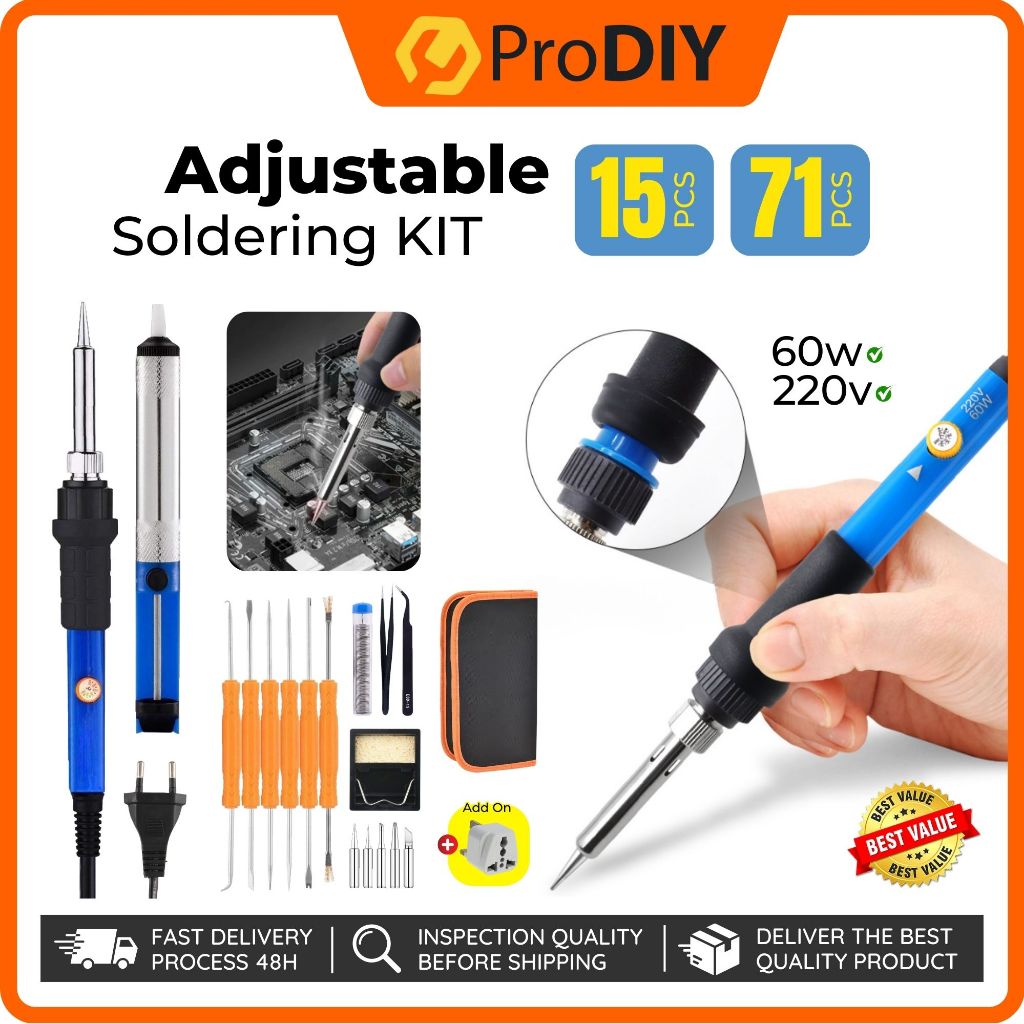 60W Soldering Iron Kit Electronics Temperature Iron Welding Kit ...